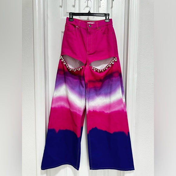 AREA | Jeans | Area Embellished Ombr Wideleg Denim Jeans | Poshmark